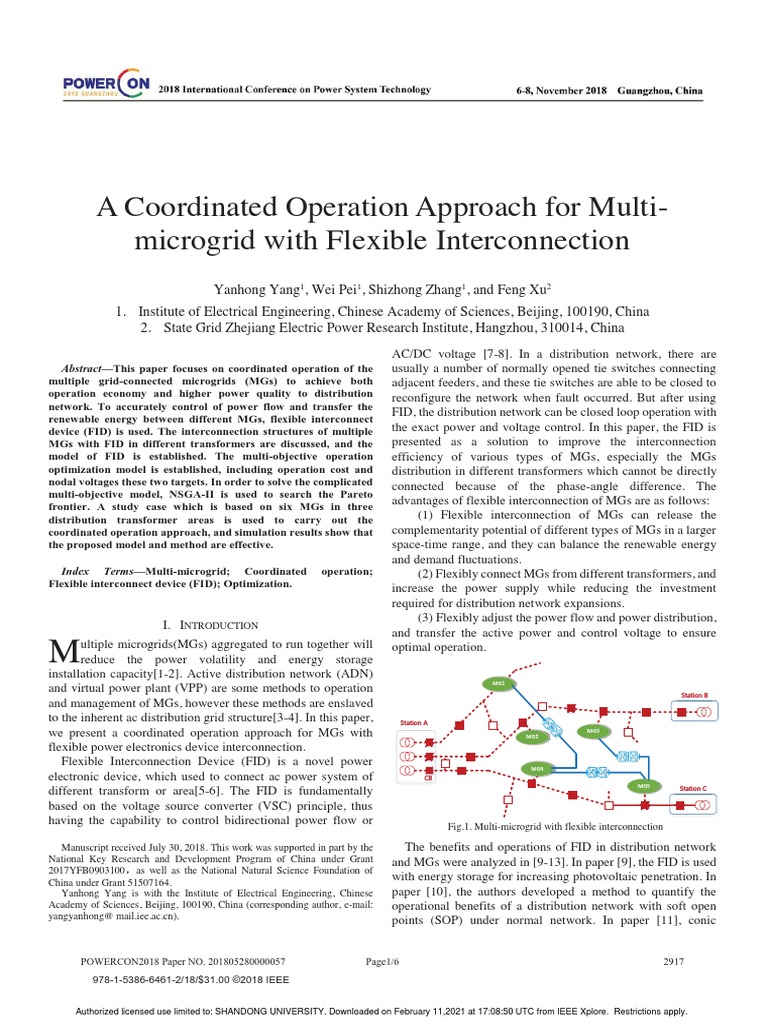 C A Coordinated Operation Approach For Multimicrogrid With Flexible Interconnection Pdf 