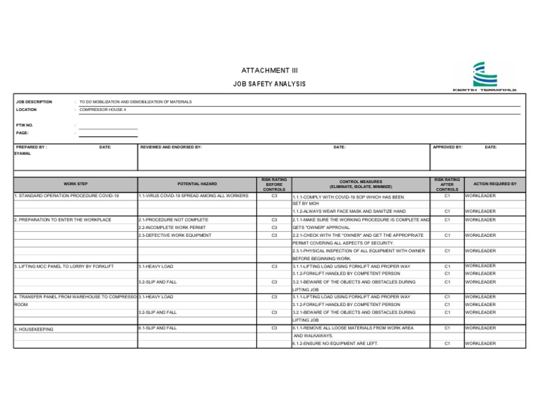 Jha Mob Demob Materials | PDF | Forklift | Health Sciences