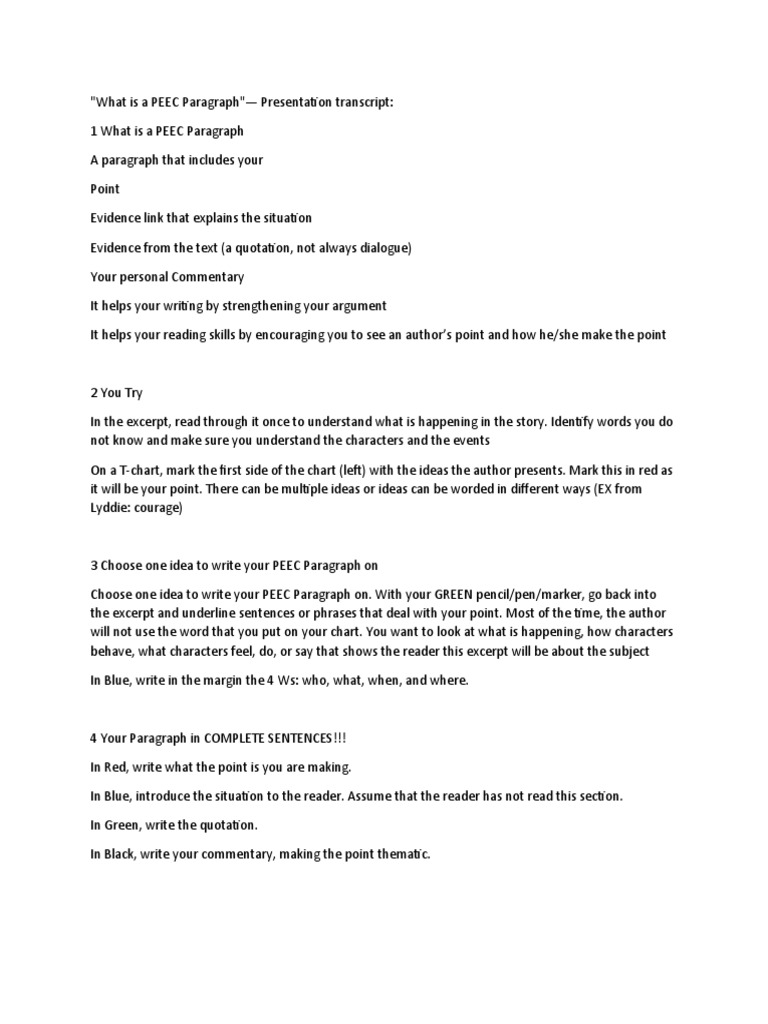 What Is A PEEC Paragraph | PDF