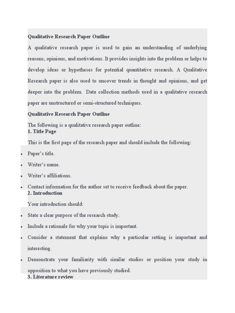 Qualitative Research Paper Outline | PDF | Qualitative Research | Data
