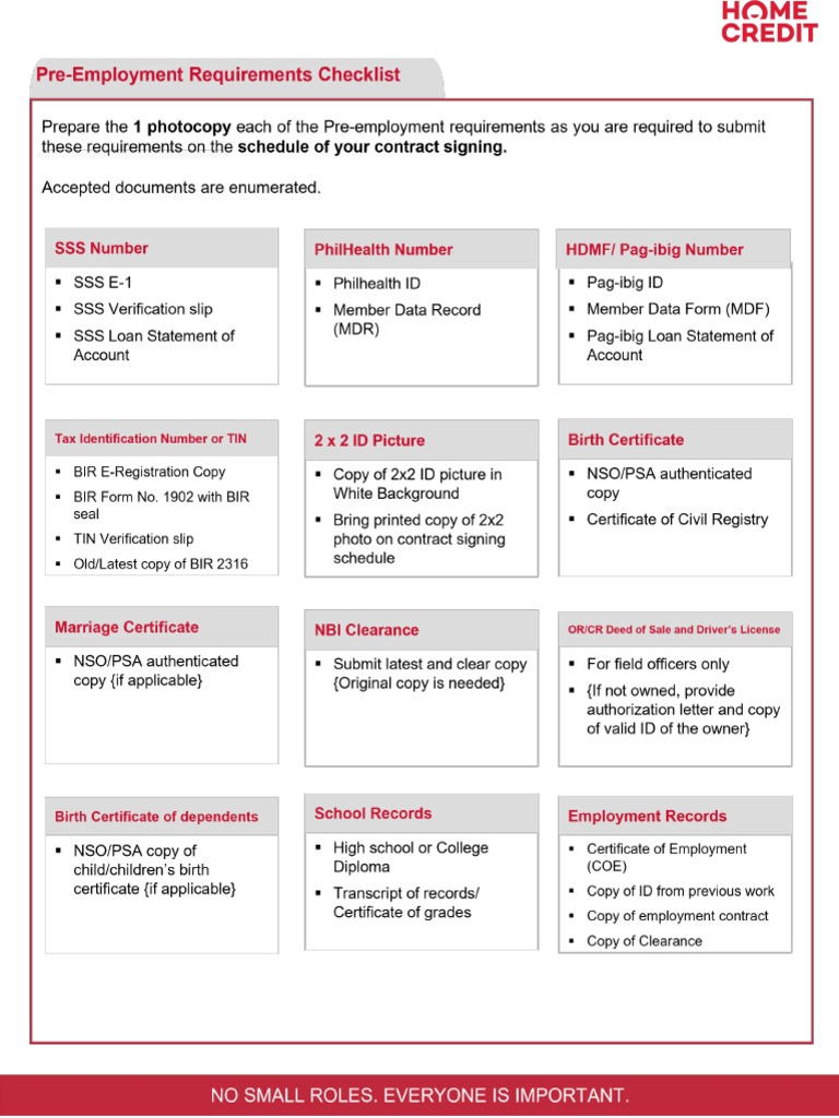 Pre-Employment Requirements Checklist Updated | PDF