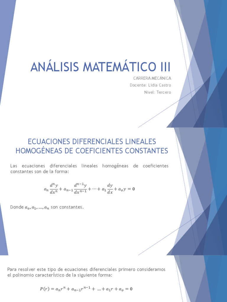 Unidad 2 - ED Linealeas Homogéneas de Coeficientes Constantes | PDF ...