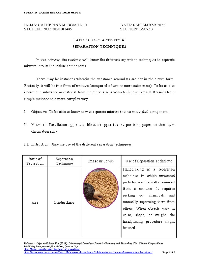 Forensic Chemistry: Separation Techniques | PDF | Filtration | Mixture