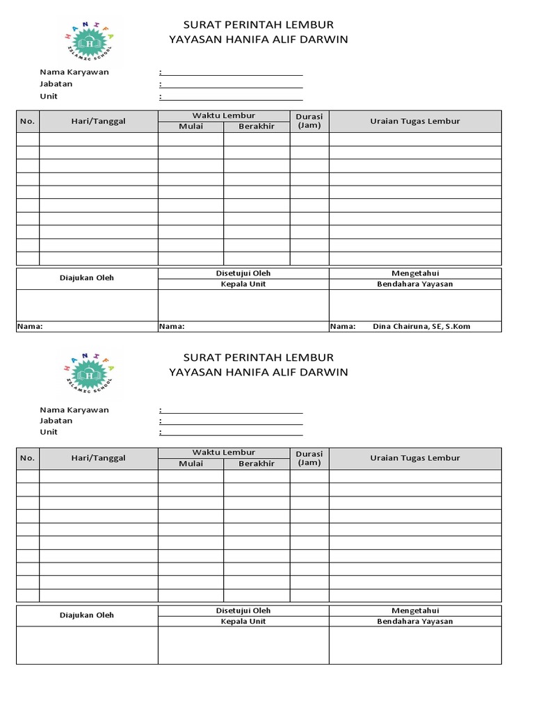 Form Lembur | PDF