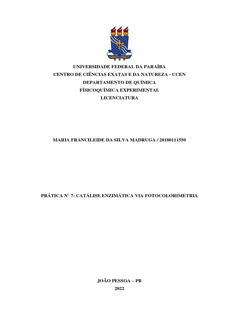 Maria Francieleide Da Silva Madruga U3p7 | PDF | Enzima | Concentração