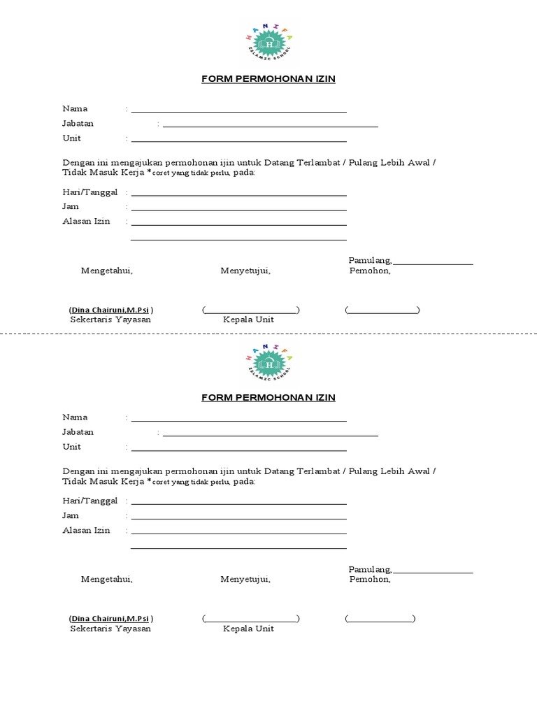 Form Permohonan Izin | PDF