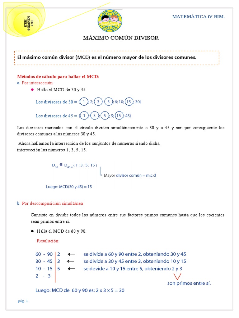9 MÁXIMO COMÚN DIVISOR... Compartir | PDF | Teoría de los números ...