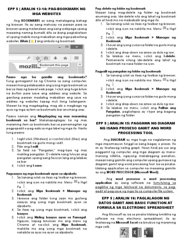 EPP 5 ICT - Q1 - Aralin 13 Hanggang Aralin 22 (HAND-OUT) | PDF