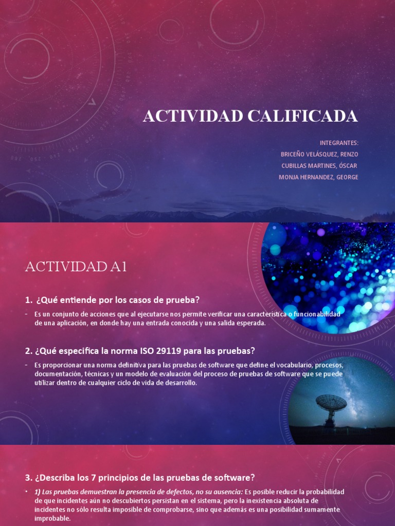 Actividad Calificada | PDF | Pruebas de software | Software