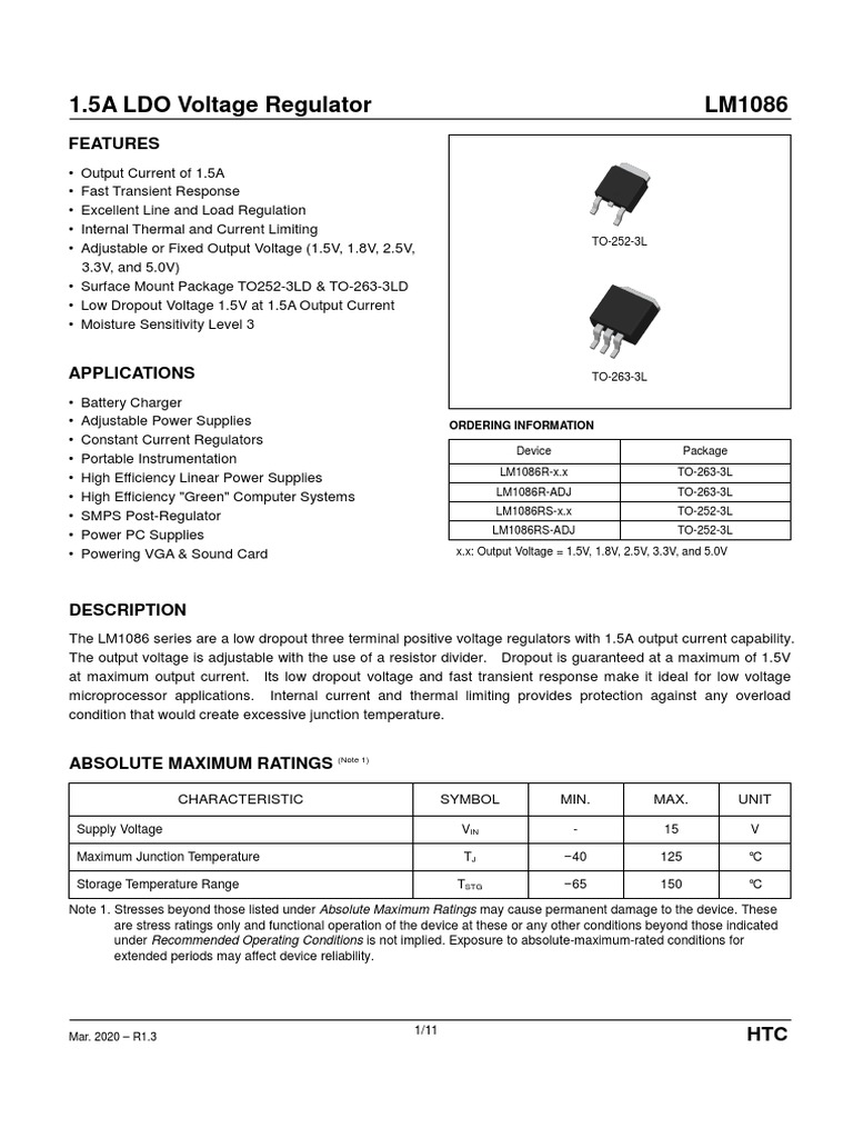 Lm1086 Ldo | PDF | Capacitor | Power Supply
