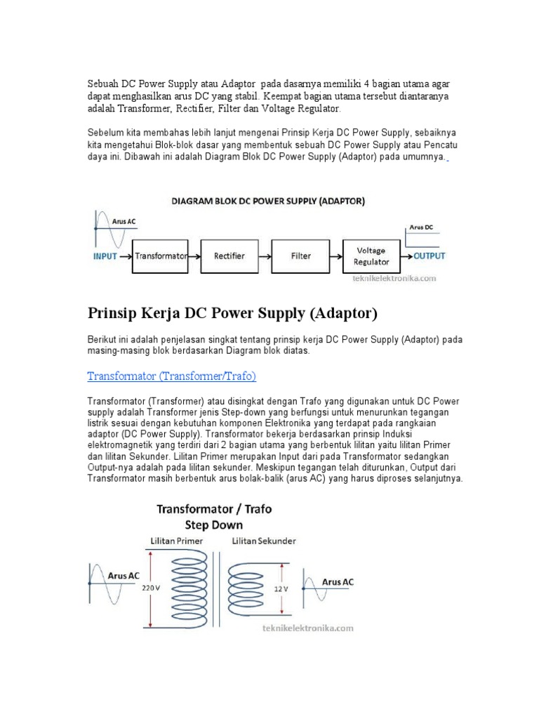 Rangkaian Sebuah DC Power Supply Atau Adaptor | PDF