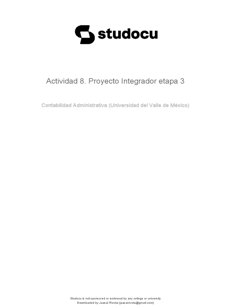 Actividad 8 Proyecto Integrador Etapa 3 | PDF | Presupuesto | Marketing