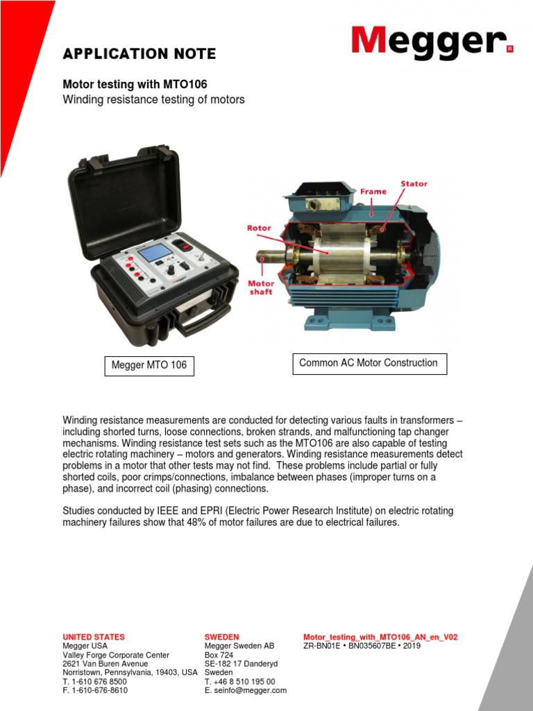Winding Resistance Testing of Motors - Megger | PDF | Electric Motor ...