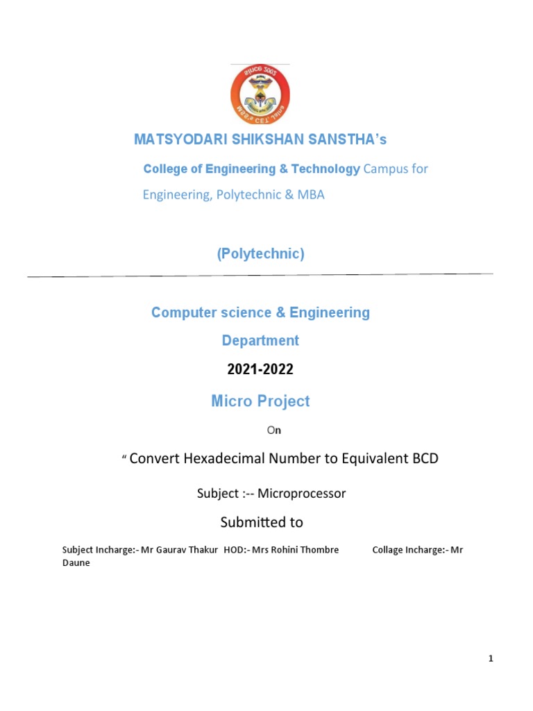 Microprocessor Microproject | PDF