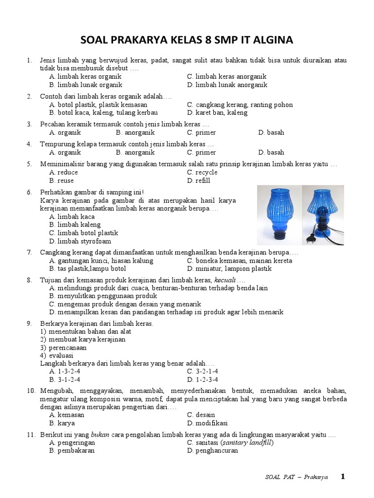 Soal Prakarya Kelas 8 | PDF