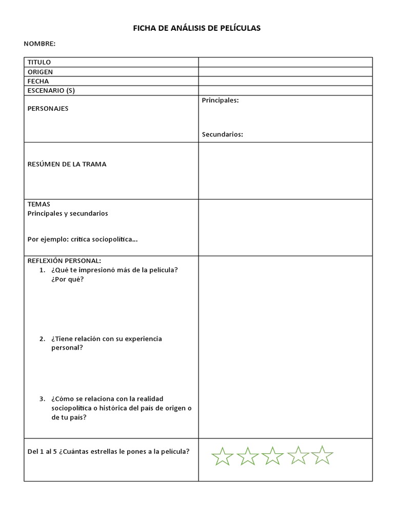 Ficha de Análisis Cinematográfico | PDF | Arte
