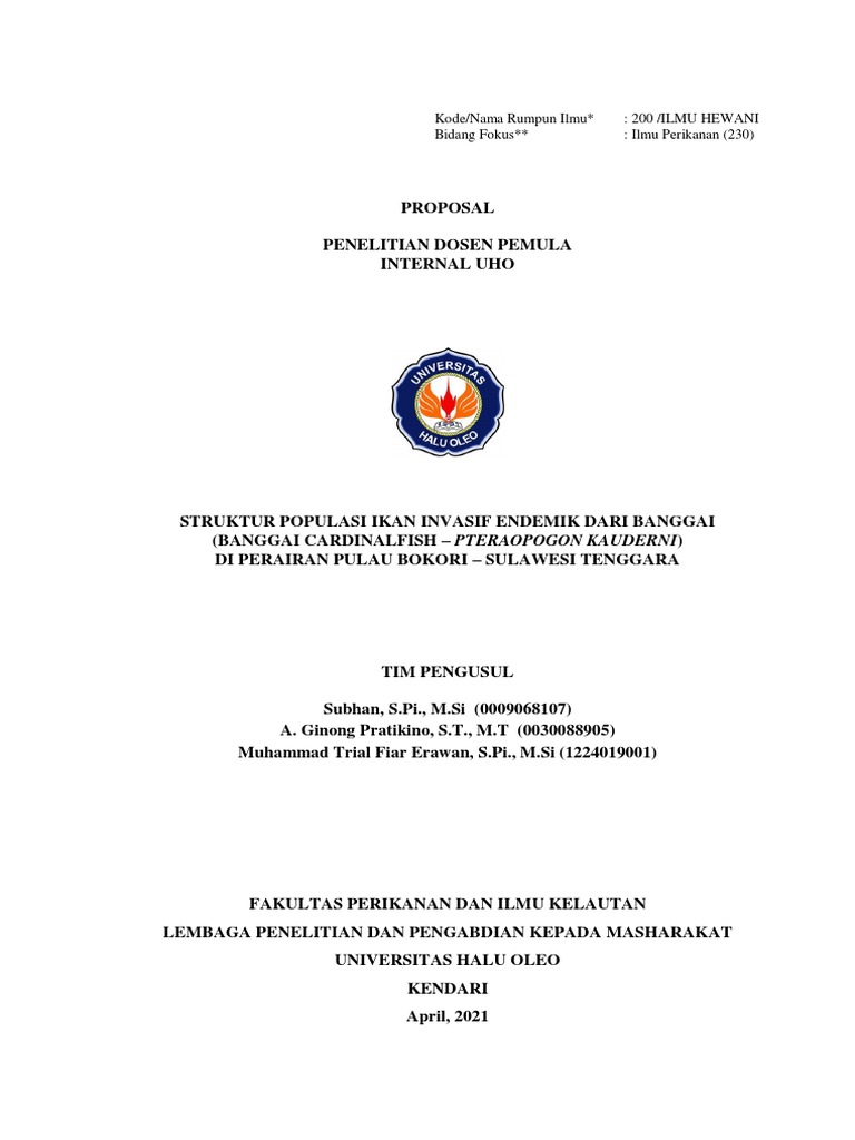 Proposal Sebaran Ikan Capungan Banggai | PDF