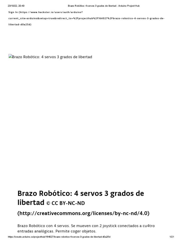 Brazo Robótico - 4 Servos 3 Grados de Libertad - Arduino Project Hub ...