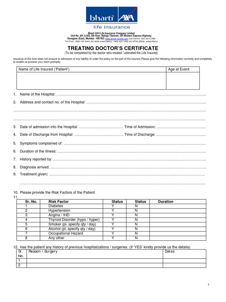 Easyhealth Treating Doctors Certificate | PDF | Health Sciences | Human ...