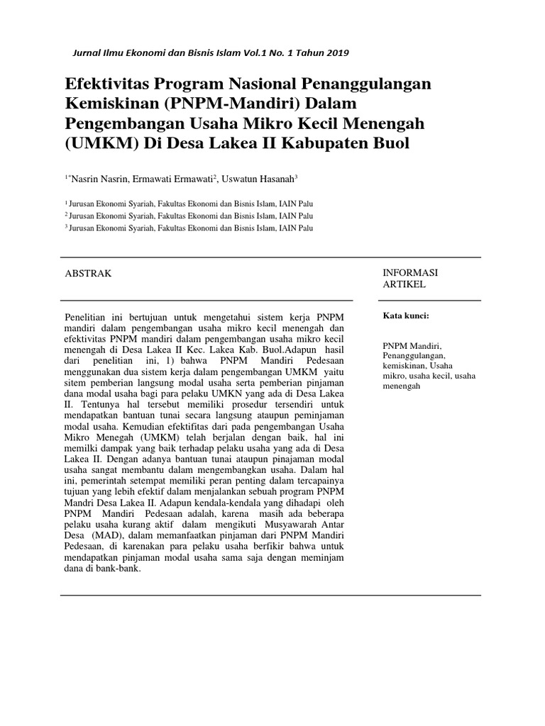Efektivitas PNPM Mandiri di Desa Lakea II | PDF