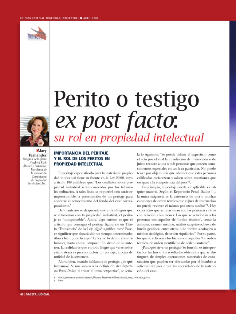 Perito o Testigo Ex Post Facto | PDF | Testigo experto | Experto