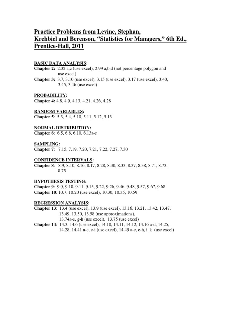 Practice Problems From Levine Stephan KR | PDF | Standard Deviation ...
