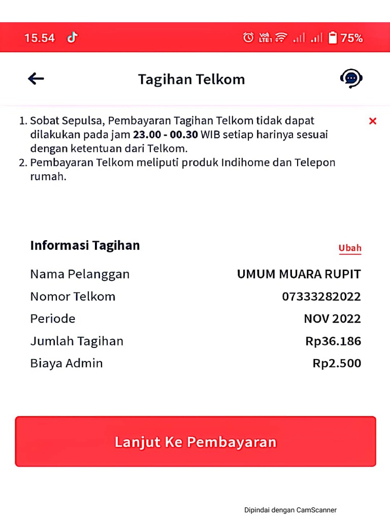 Tagihan Telepon November 2022 | PDF