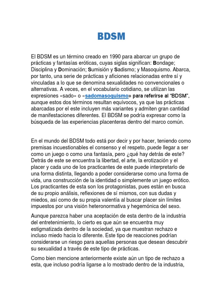 BDSM | PDF | Bdsm | Sadomasoquismo