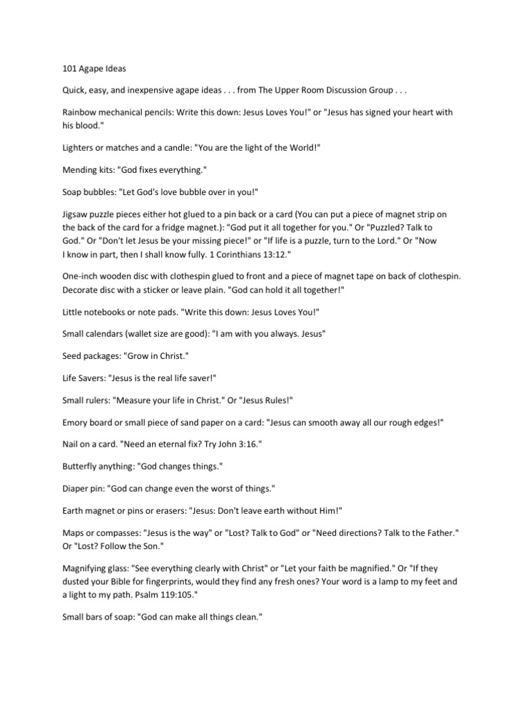 101 Agape Ideas | PDF | Jesus | Love