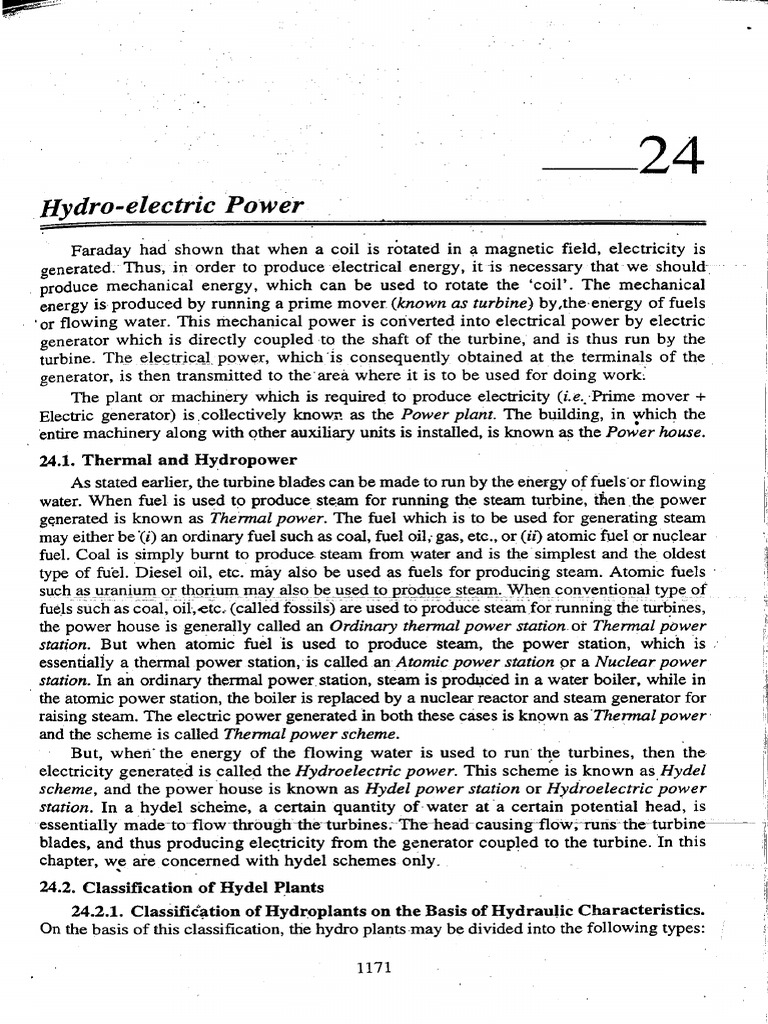 Chapter 24, Hydro-Electric Power | PDF