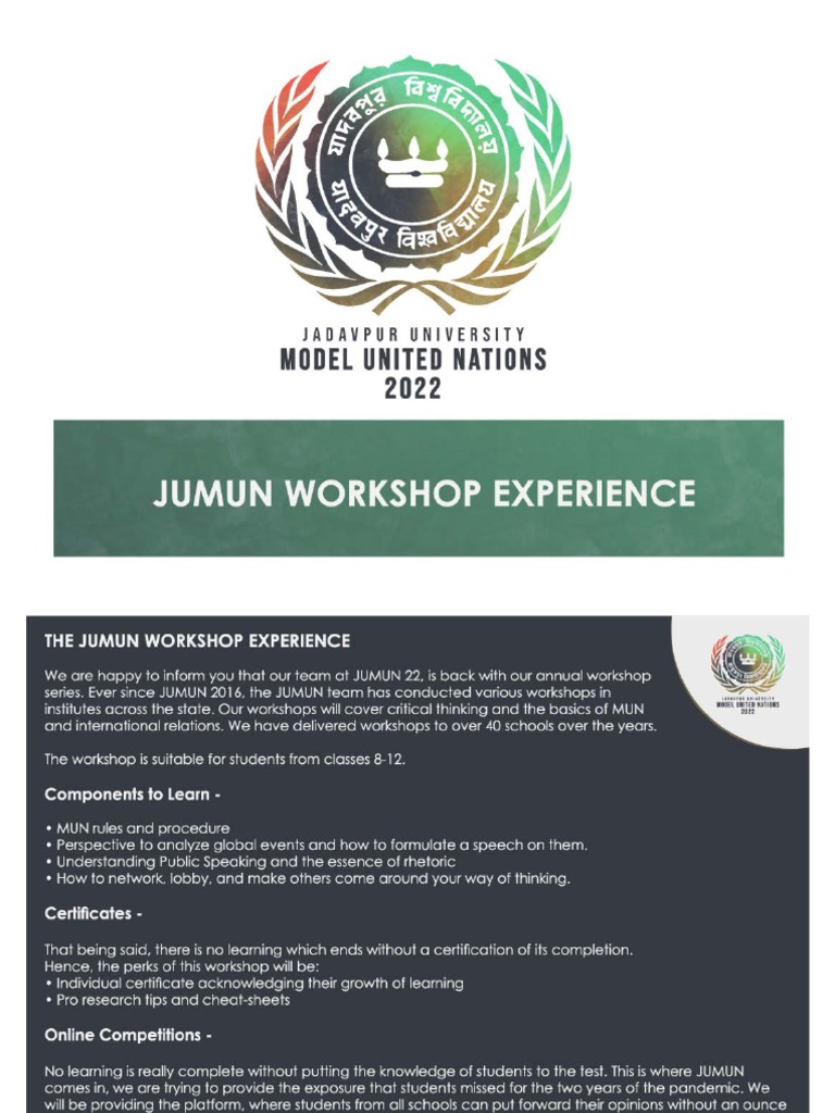 JUMUN Workshop Brochure | PDF