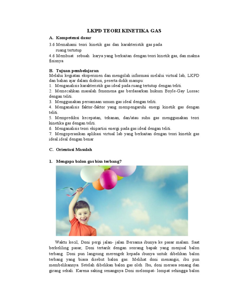 LKPD RA 1 Kinetika Gas Dimas | PDF