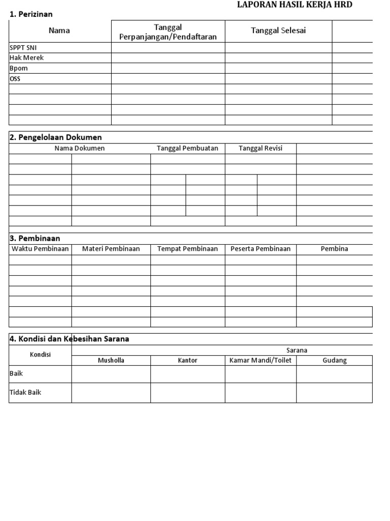Laporan Hasil Kerja HRD | PDF