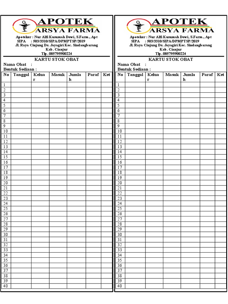 Format Stok Obat | PDF