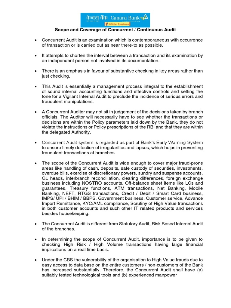 Scope of Concurrent Audit | PDF | Audit | Banks