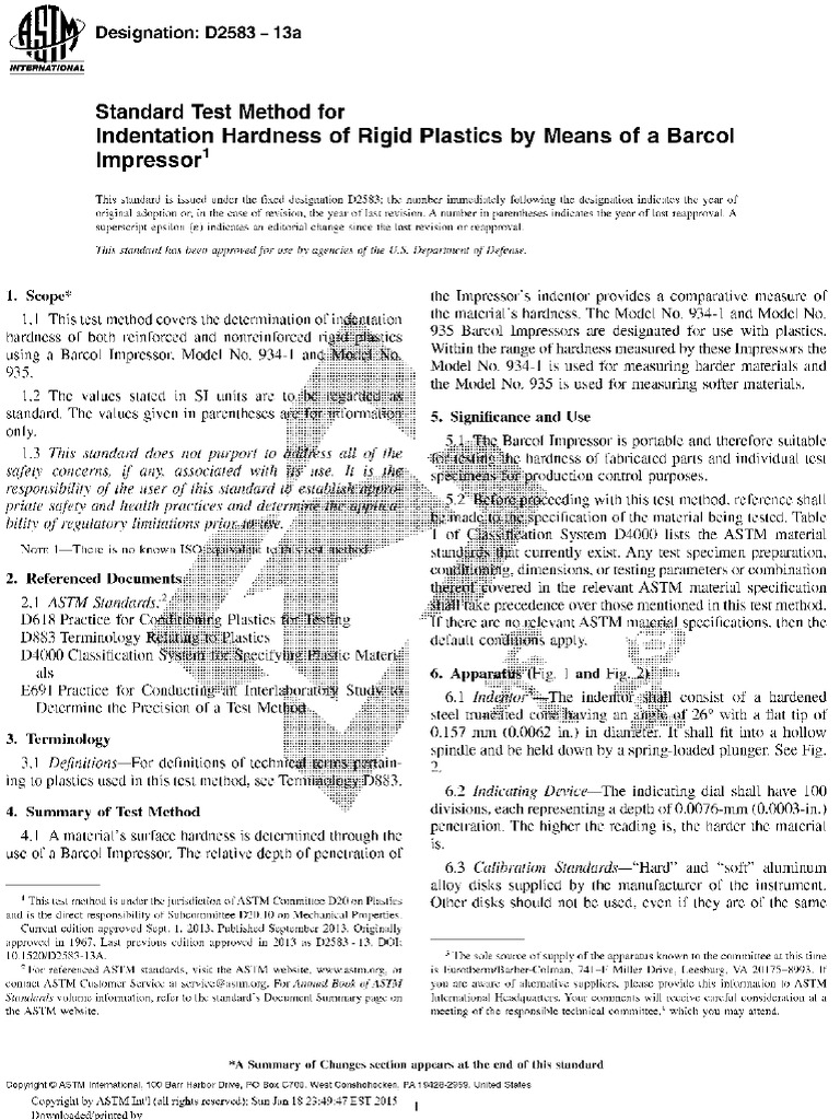 ASTM D2583-13a | PDF