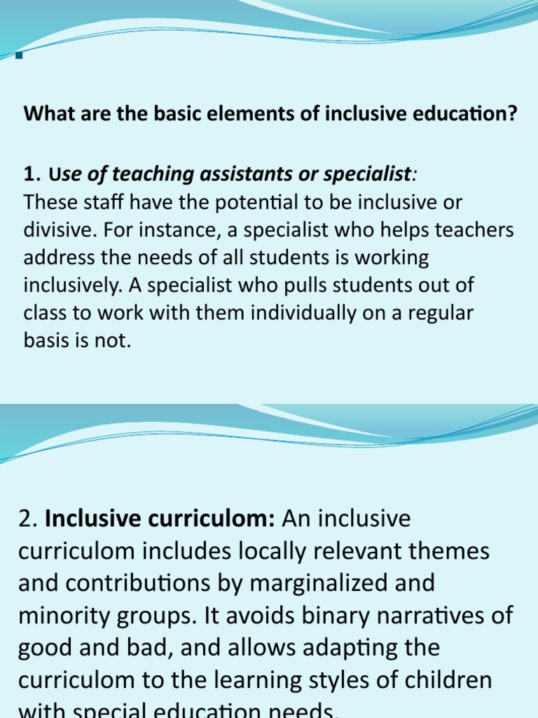 What Are The Basic Elements of Inclusive Education | PDF | Inclusion ...