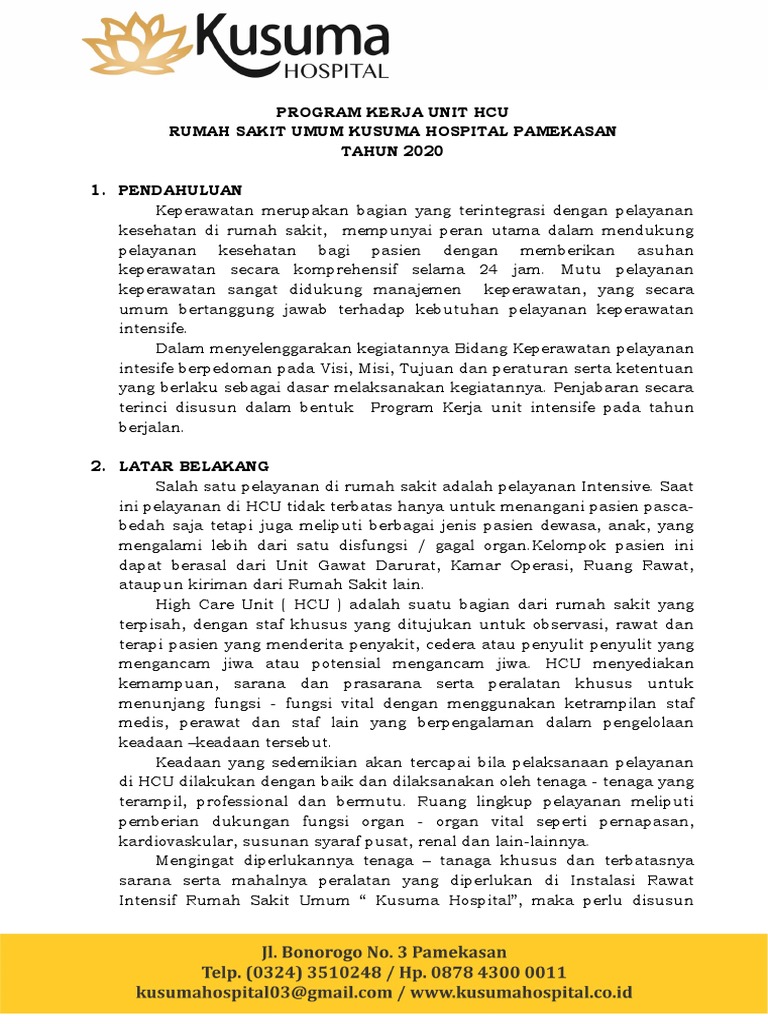 Program Kerja Unit Hcu | PDF