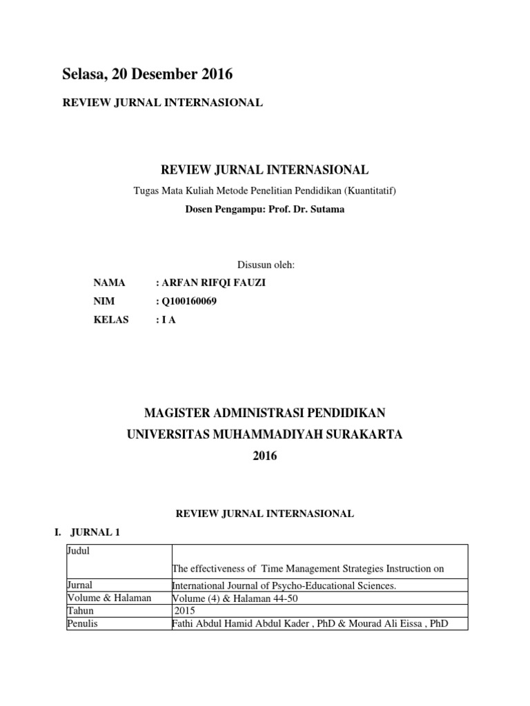 Contoh Review Jurnal Internasional | PDF