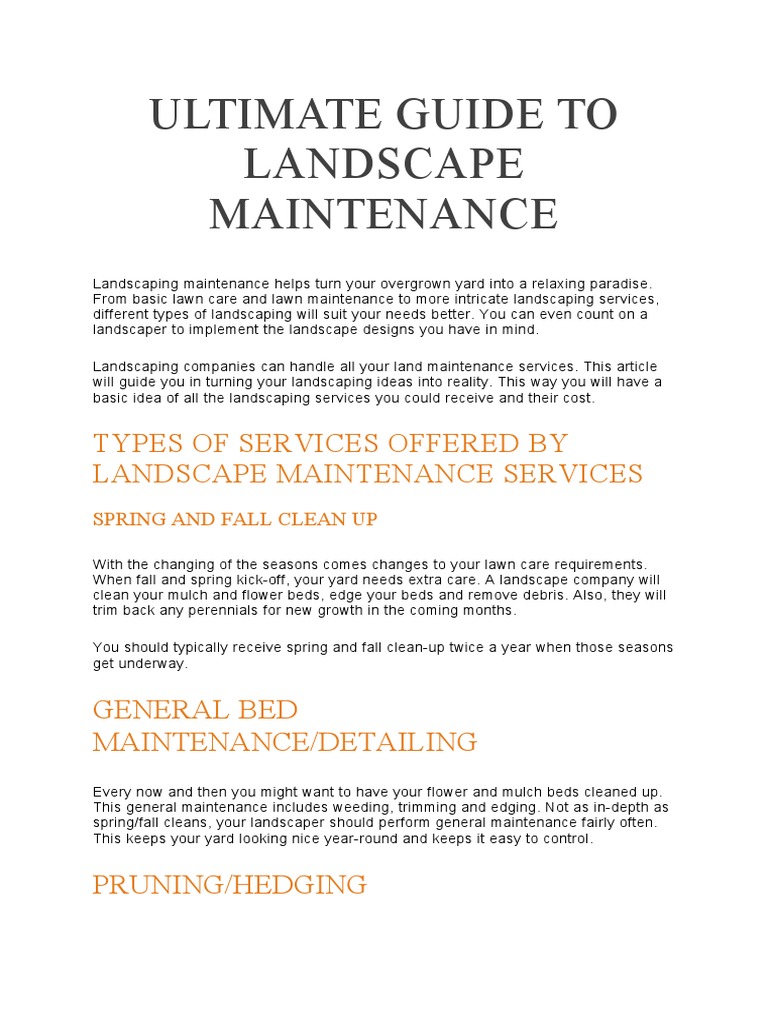 Ultimate Guide To Landscape Maintenance | PDF | Lawn | Mulch
