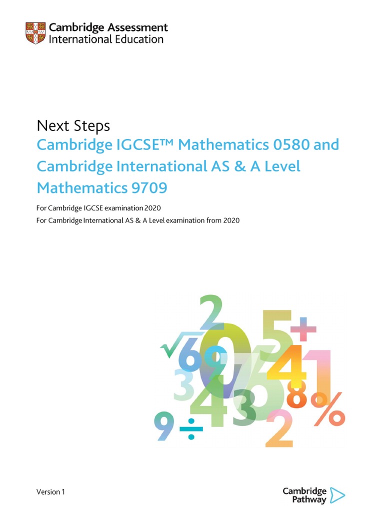 0580 IGCSE To 9709 AS&A Level Next Steps (For Examination From 2020) | Download Free PDF ...
