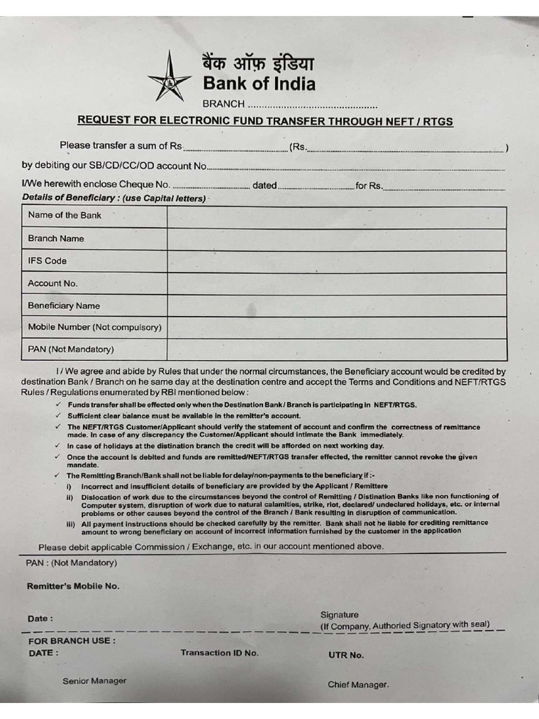 BOI RTGS Challan | PDF