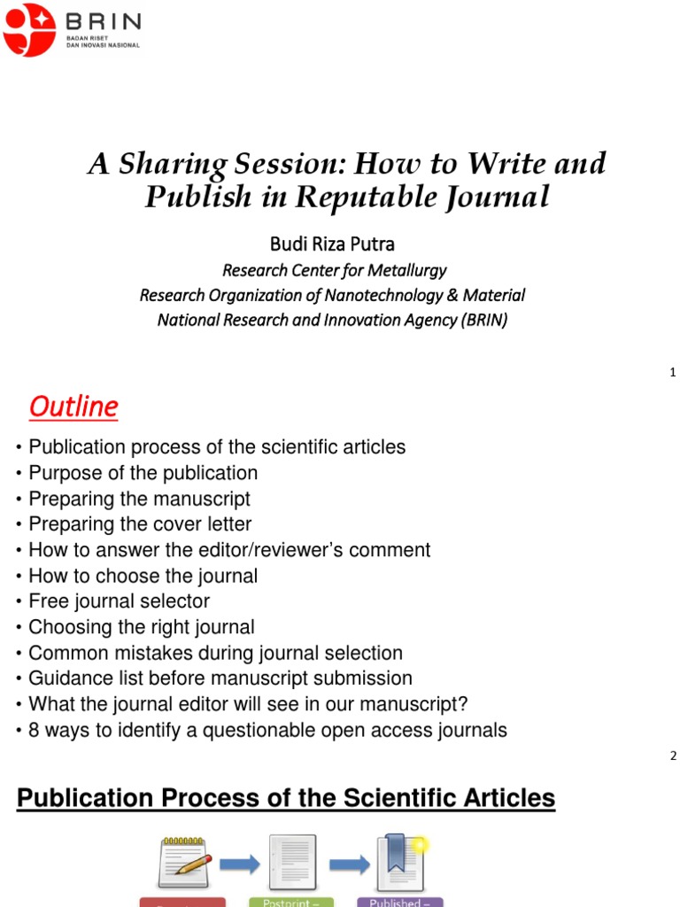 A Sharing Session - How To Write and Publish in Reputable Journal (Budi ...