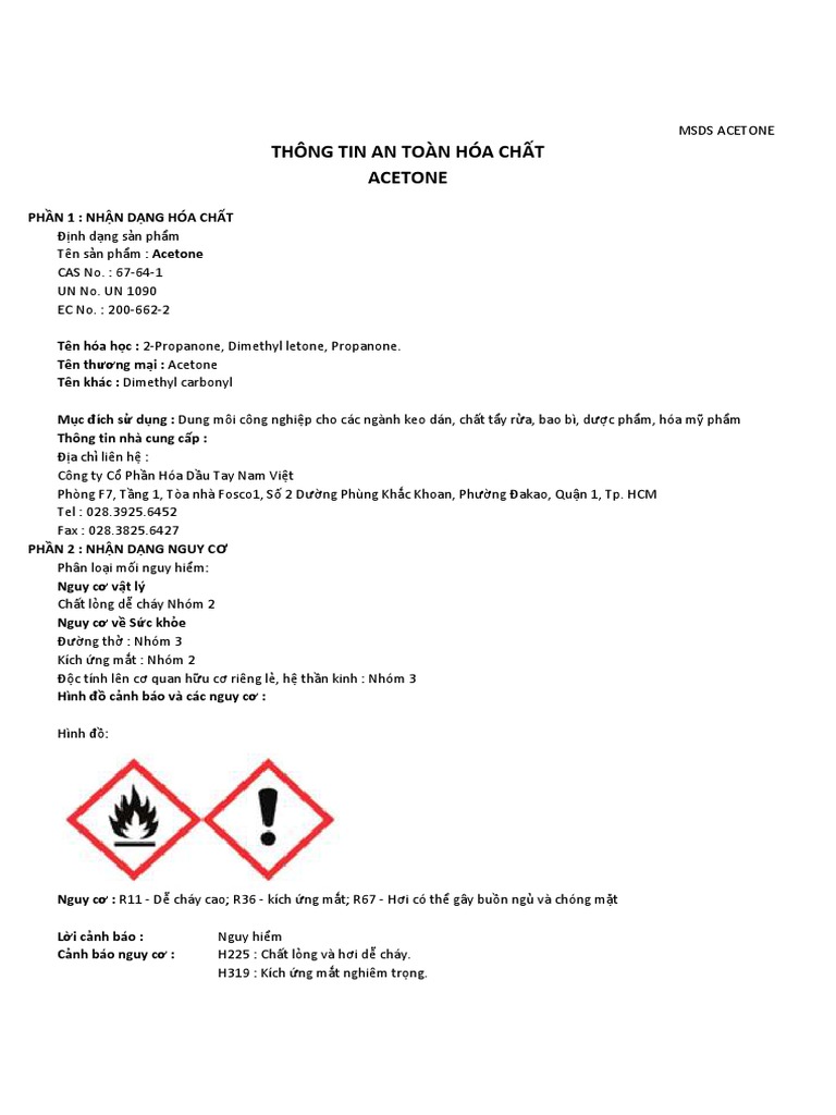 MSDS Acetone | PDF