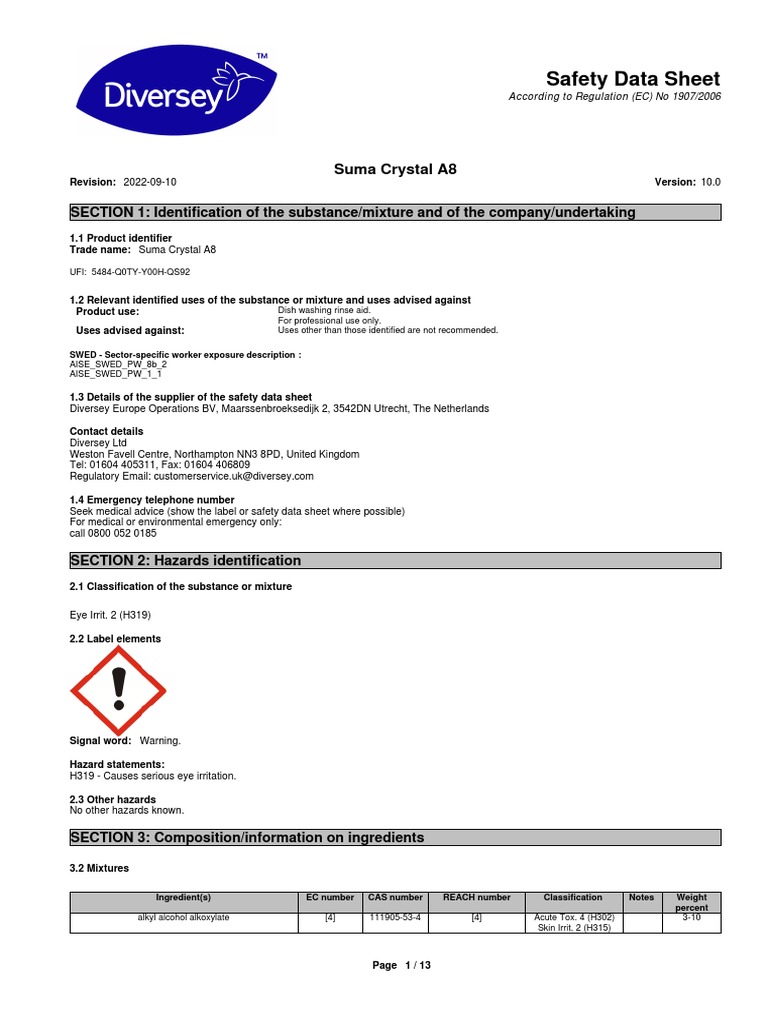 Crystal A8 | PDF | Toxicity | Firefighting
