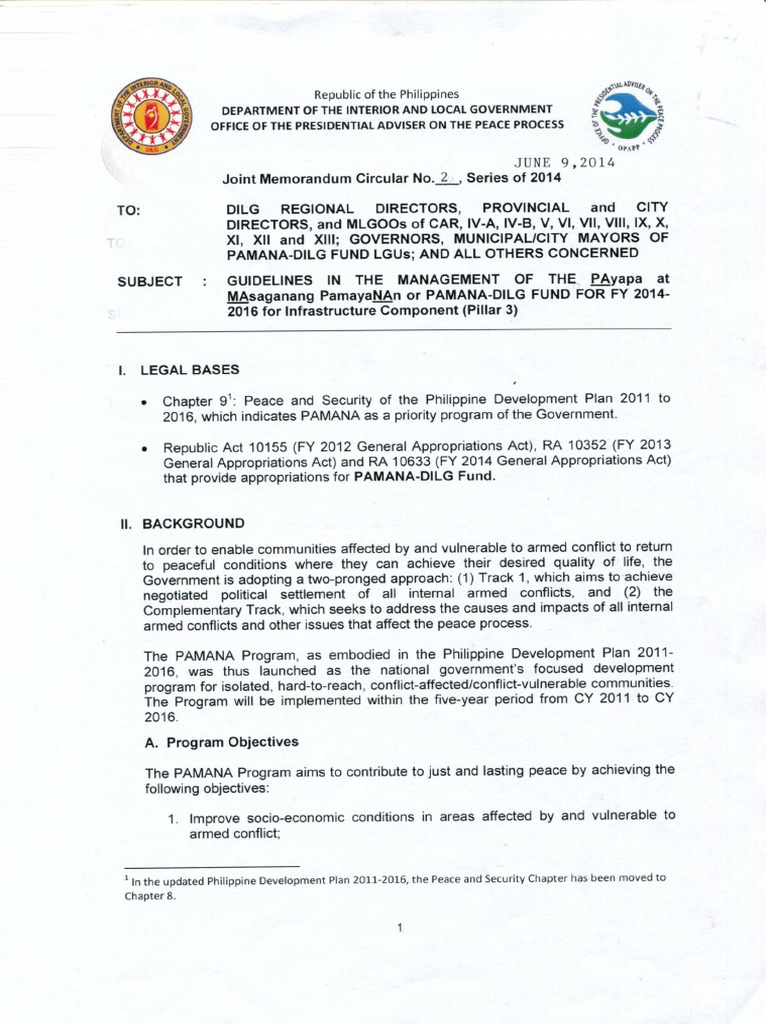 DILG-OPAPP JMC No. 2014-02 Re Guidelines in The Management of The ... DILG-OPAPP JMC No. 2014-02 Re Guidelines in The Management of The ...