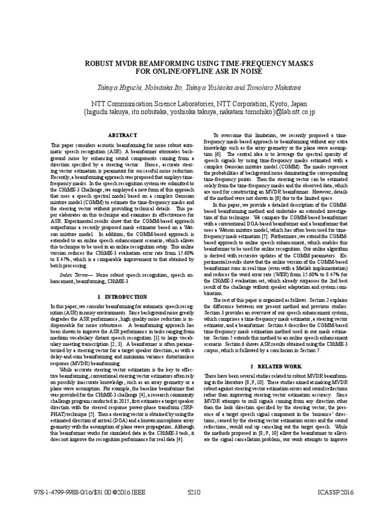 Noise-Resilient ASR with CGMM Beamforming | PDF | Speech Recognition | Eigenvalues And Eigenvectors