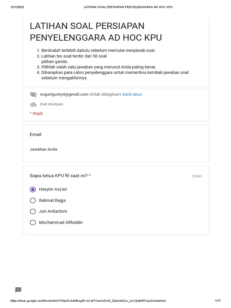 Latihan Soal PPK 2022 | PDF