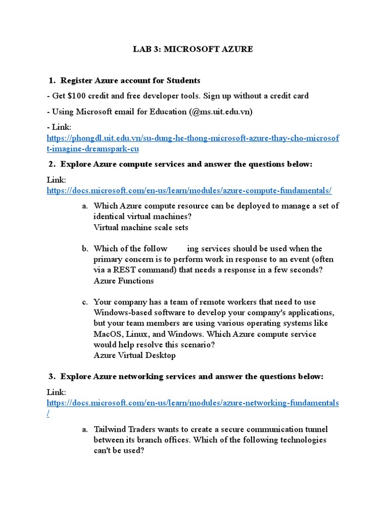 Lab3 21521787 | PDF | Microsoft Azure | Computer Network