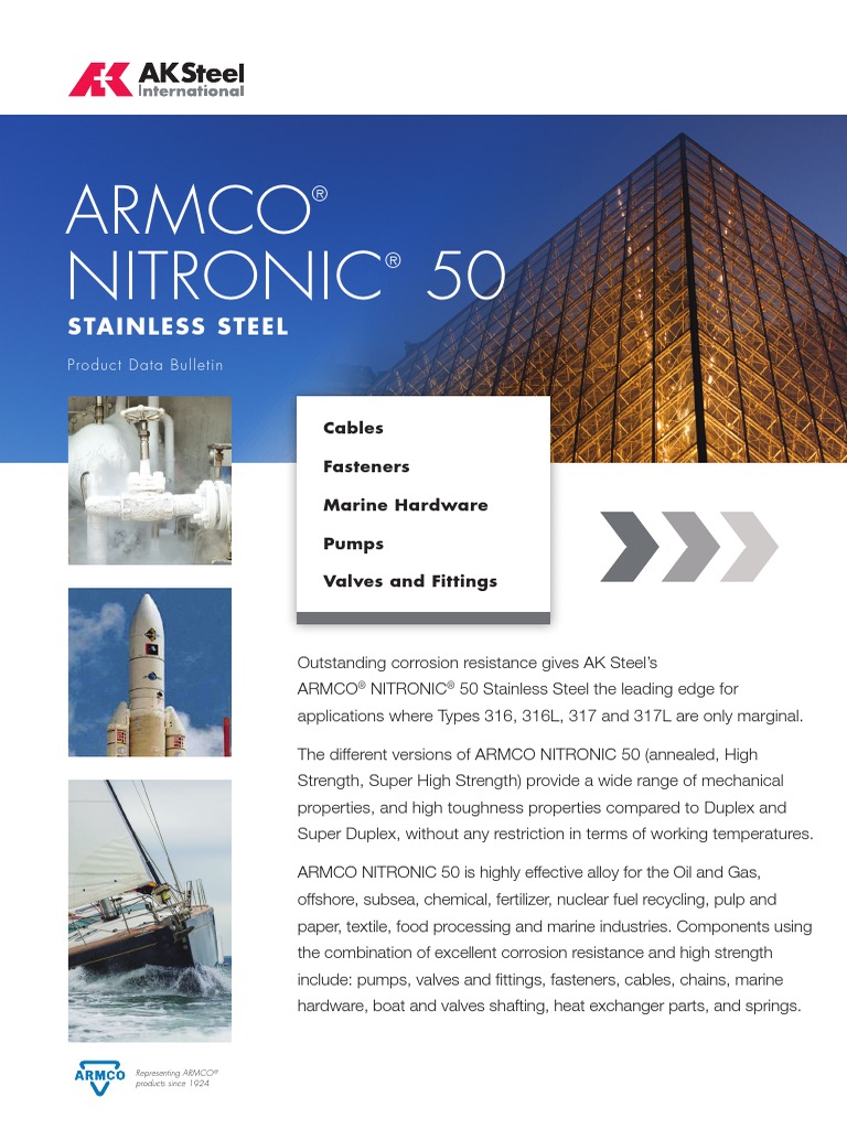 Ak Steel Armco® Nitronic® 50 Product Data Bulletin - Jan 2019 - 94 | PDF | Stainless Steel | Steel